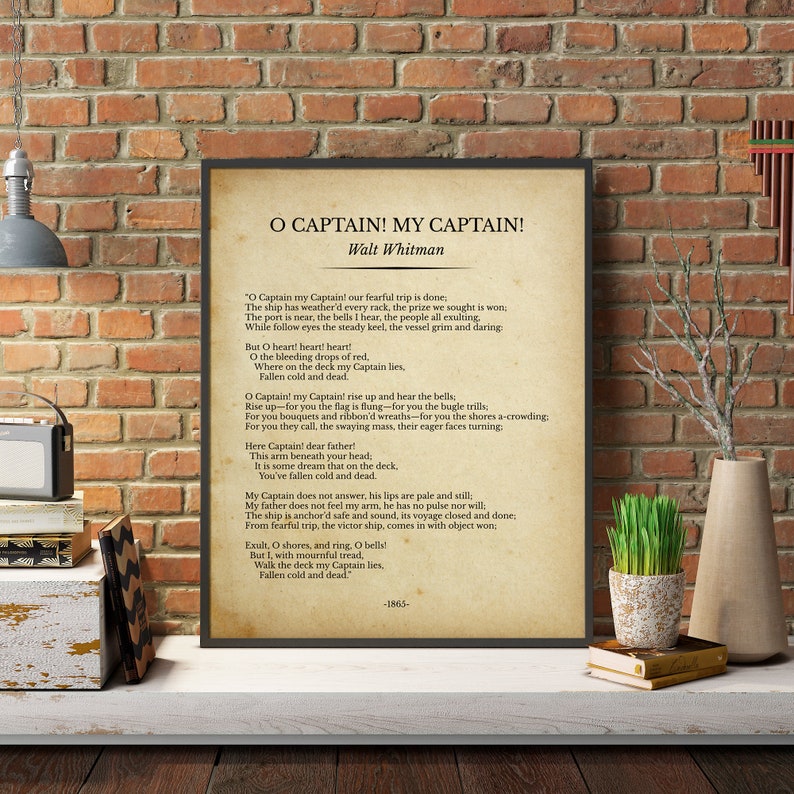 O Captain My Captain Poem Print Walt Whitman Poem Print Poetry - Etsy ...