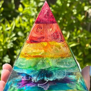 Rainbow Ink Drop Resin Pyramid - Etsy
