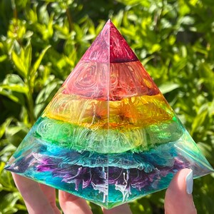 Rainbow Ink Drop Resin Pyramid - Etsy