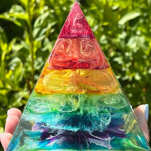 Rainbow Ink Drop Resin Pyramid - Etsy