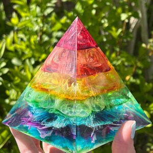 Rainbow Ink Drop Resin Pyramid - Etsy