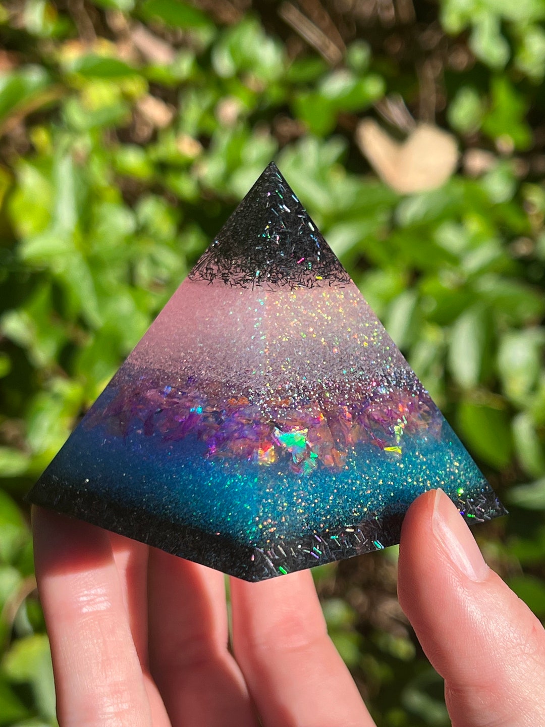 Handmade Glitter Resin Pyramid: Unique Paperweight Gift - Etsy