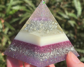 White Rose and Purple Pyramid, Resin Pyramid, Patriotic Decor, July 4th ...