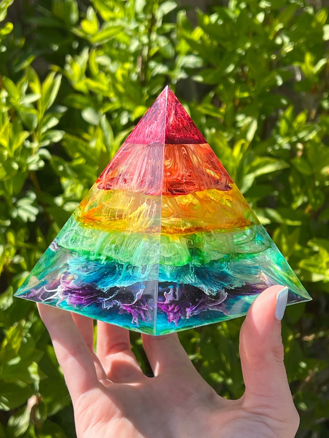 Rainbow Ink Drop Resin Pyramid - Etsy