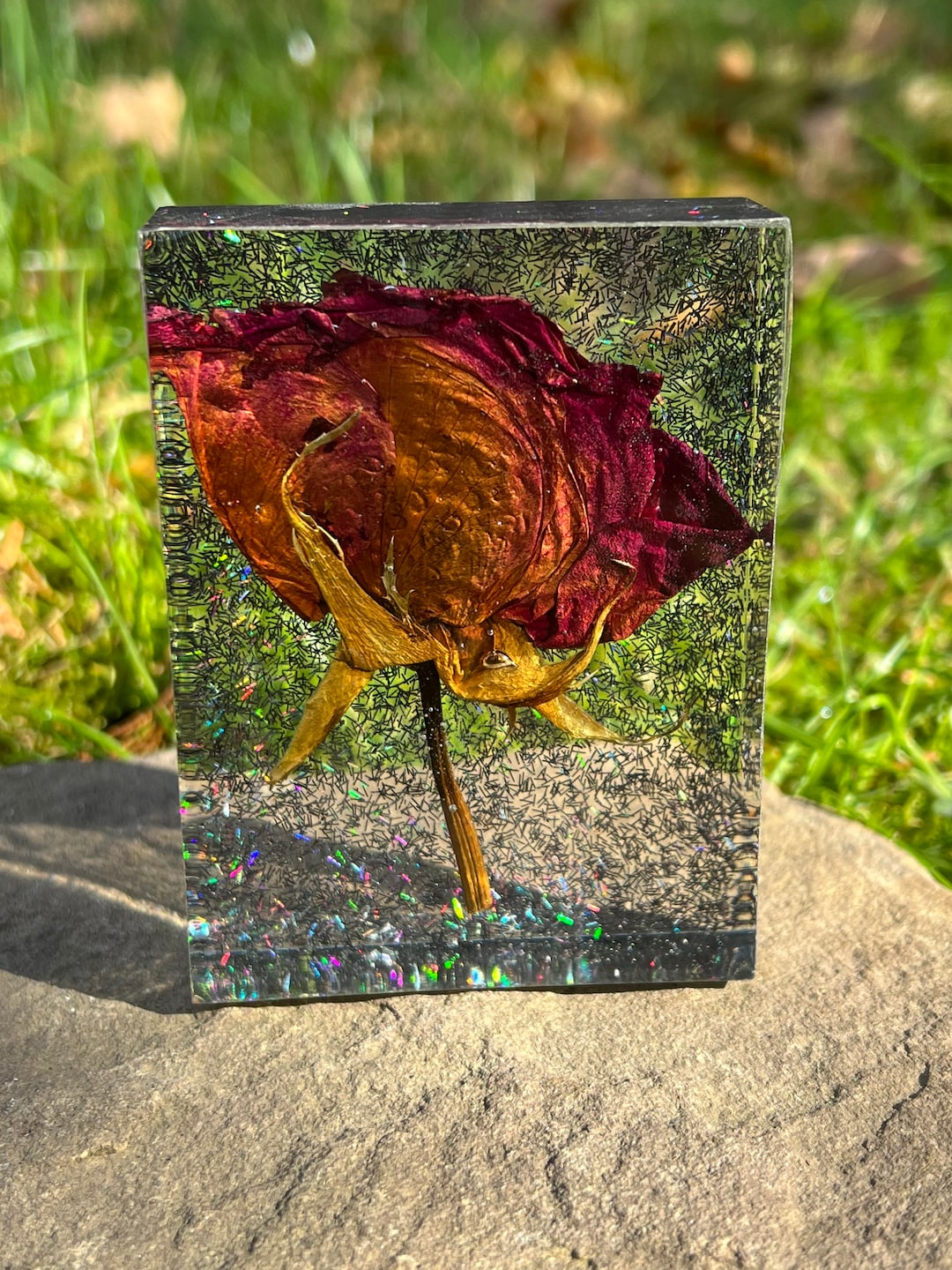 Preserved Rose in Resin: Glitter Nature Art Gift - Etsy