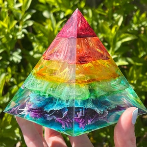 Rainbow Ink Drop Resin Pyramid - Etsy