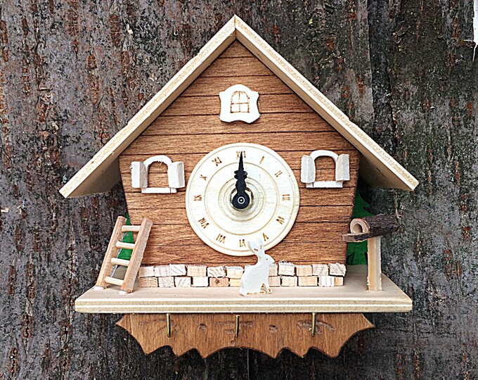 Clock Rack With Hooks, Wooden Key Holder, Wooden Cottage, Kitchen Clock ...