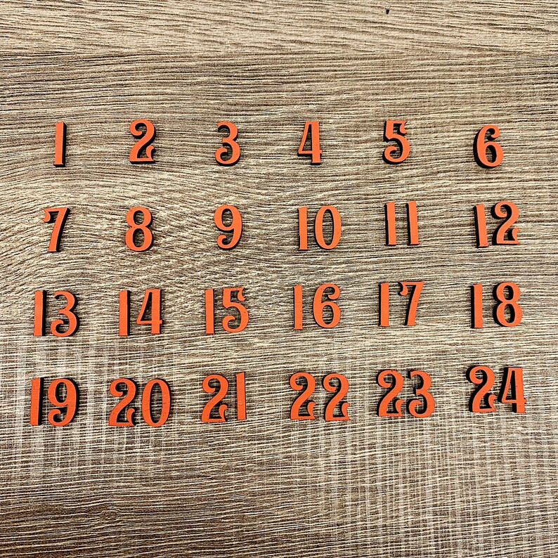 Advent Calendar Numbers 1 to 24, Wood Set of 39 Pieces of Colorful ...