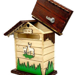 Wooden Mail Box Post, Wooden Mailbox With Deer, Outdoor Mailbox ...