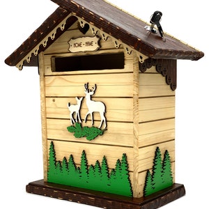 Wooden Mail Box Post, Wooden Mailbox With Deer, Outdoor Mailbox ...