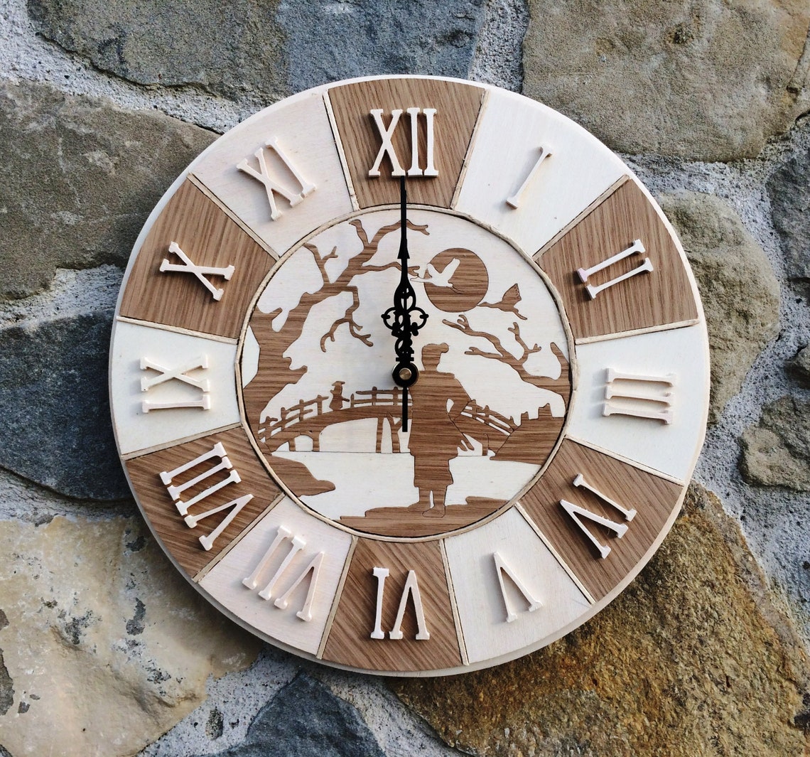 Wooden Wall Clock Quartz Clock Samurai Japanese Style - Etsy