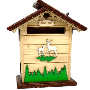 Wooden Mail Box Post, Wooden Mailbox With Deer, Outdoor Mailbox ...