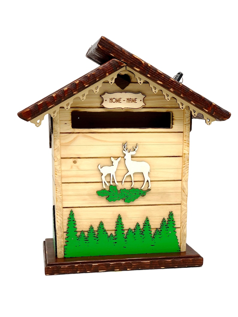 Wooden Mail Box Post, Wooden Mailbox With Deer, Outdoor Mailbox ...