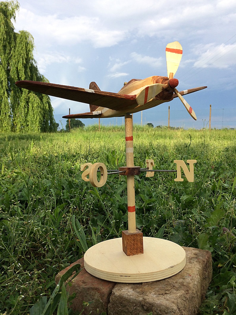 Wind vane weather vane aircraft gift idea diecast wooden | Etsy