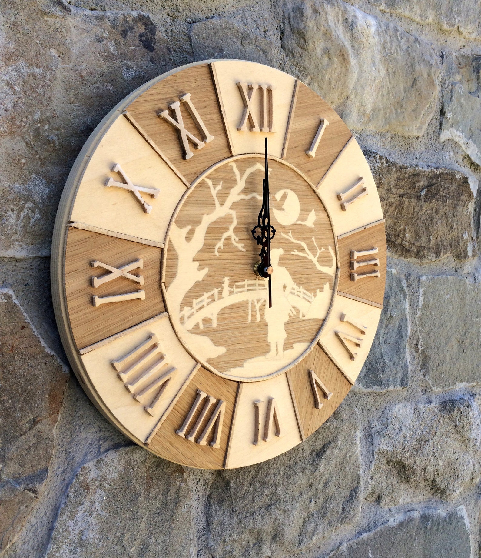 Wooden wall clock quartz clock samurai japanese style | Etsy