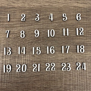 Advent Calendar Numbers 1 to 24, Wood Set of 39 Pieces of Colorful ...