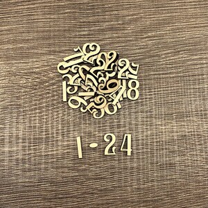 Advent Calendar Numbers 1 to 24, Wood Set of 39 Pieces of Colorful ...