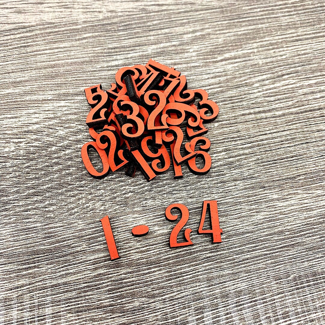 Advent Calendar Numbers 1 to 24, Wood Set of 39 Pieces of Colorful ...