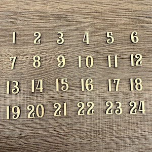 Advent Calendar Numbers 1 to 24, Wood Set of 39 Pieces of Colorful ...