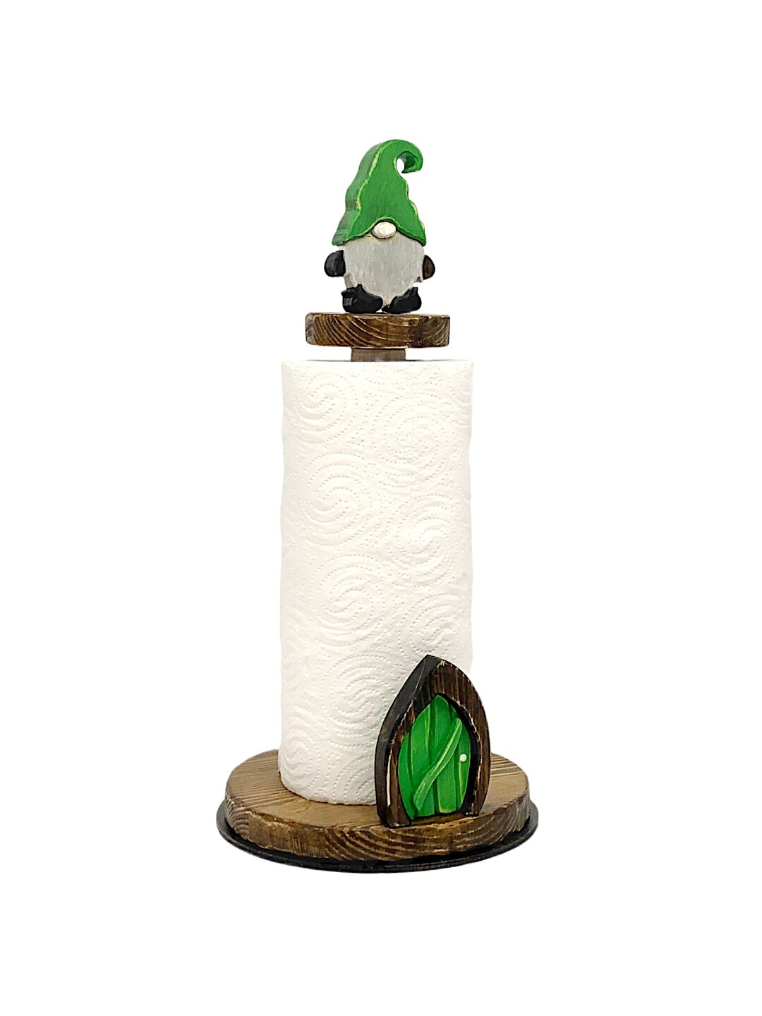 Wood Paper Roll Holder, Wooden Paper Towel Holder With Gnome Themed ...