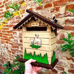Wooden Mail Box Post, Wooden Mailbox With Deer, Outdoor Mailbox ...
