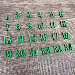 Advent Calendar Numbers 1 to 24, Wood Set of 39 Pieces of Colorful ...