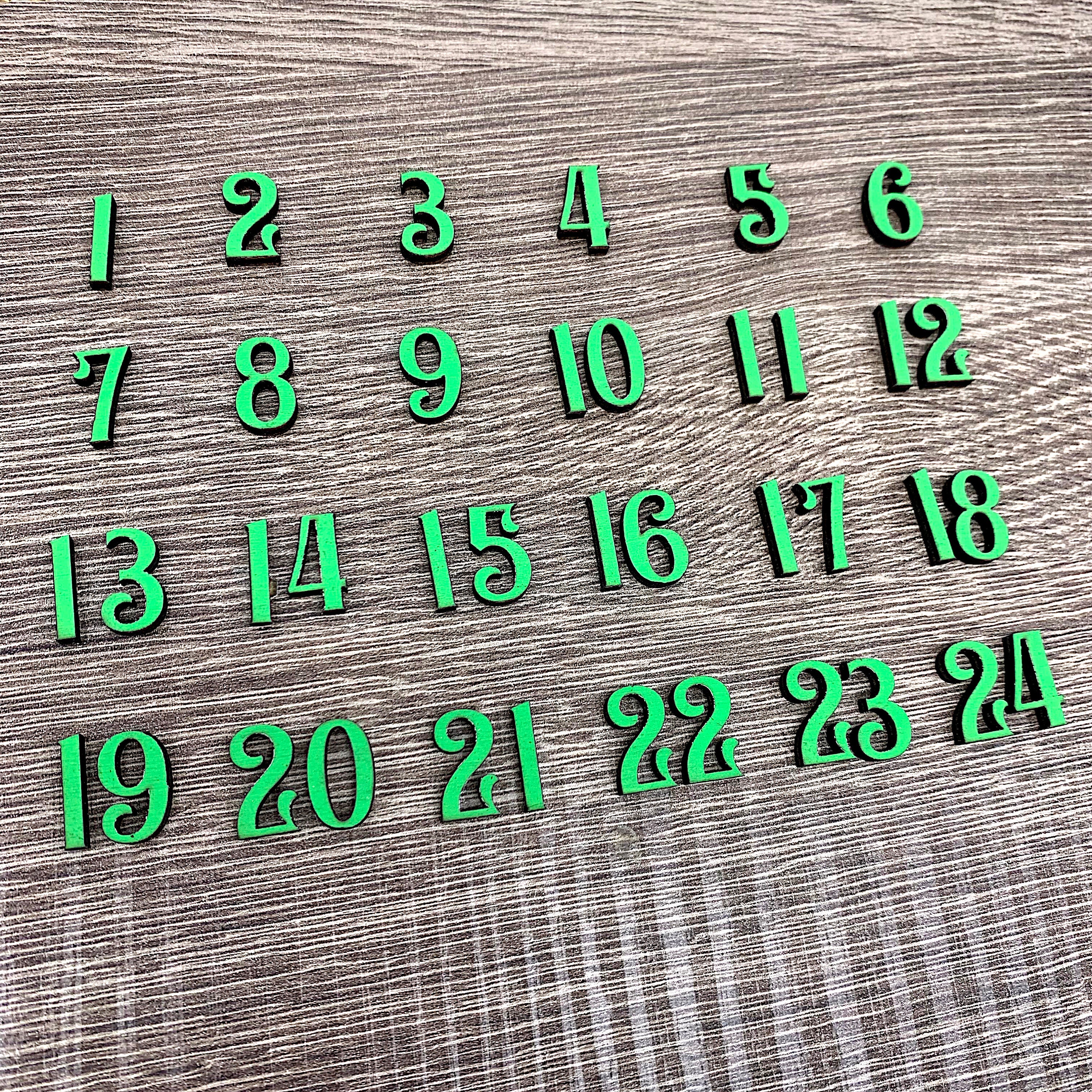 Advent Calendar Numbers 1 to 24, Wood Set of 39 Pieces of Colorful ...