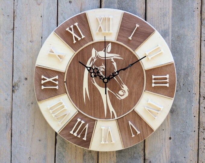 Horse Clock for Wall, Wooden Wall Clock, Quartz Clock, Horse Decor ...