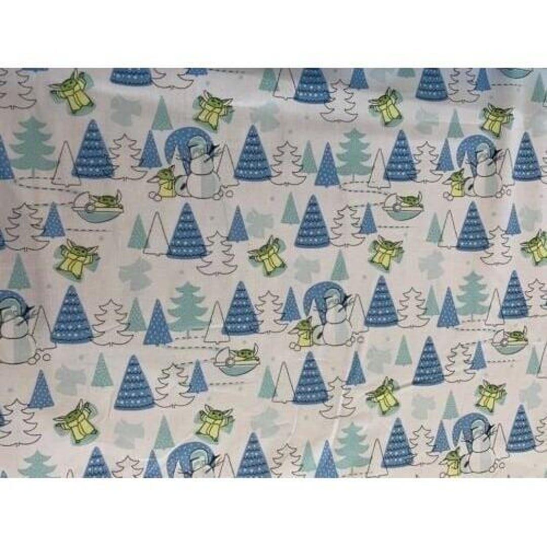 Star Wars Mandalorian Child Snow Day Fabric - 100% Cotton - White - BTY ...