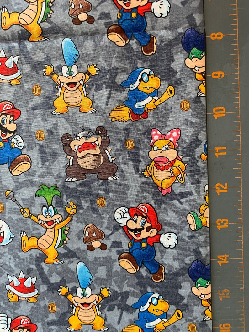 Super Mario Fabric Mario on Gray Licensed Character Fabric - Etsy