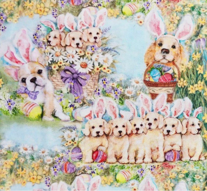 Susan Winget Easter Bunny Dog Fabric 100% Cotton Springs - Etsy