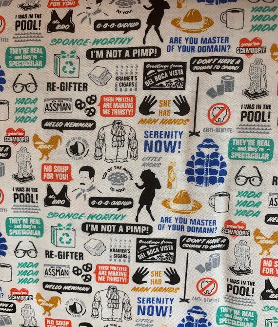 Seinfeld TV Show Icons and Sayings Fabric 100% Cotton | Etsy