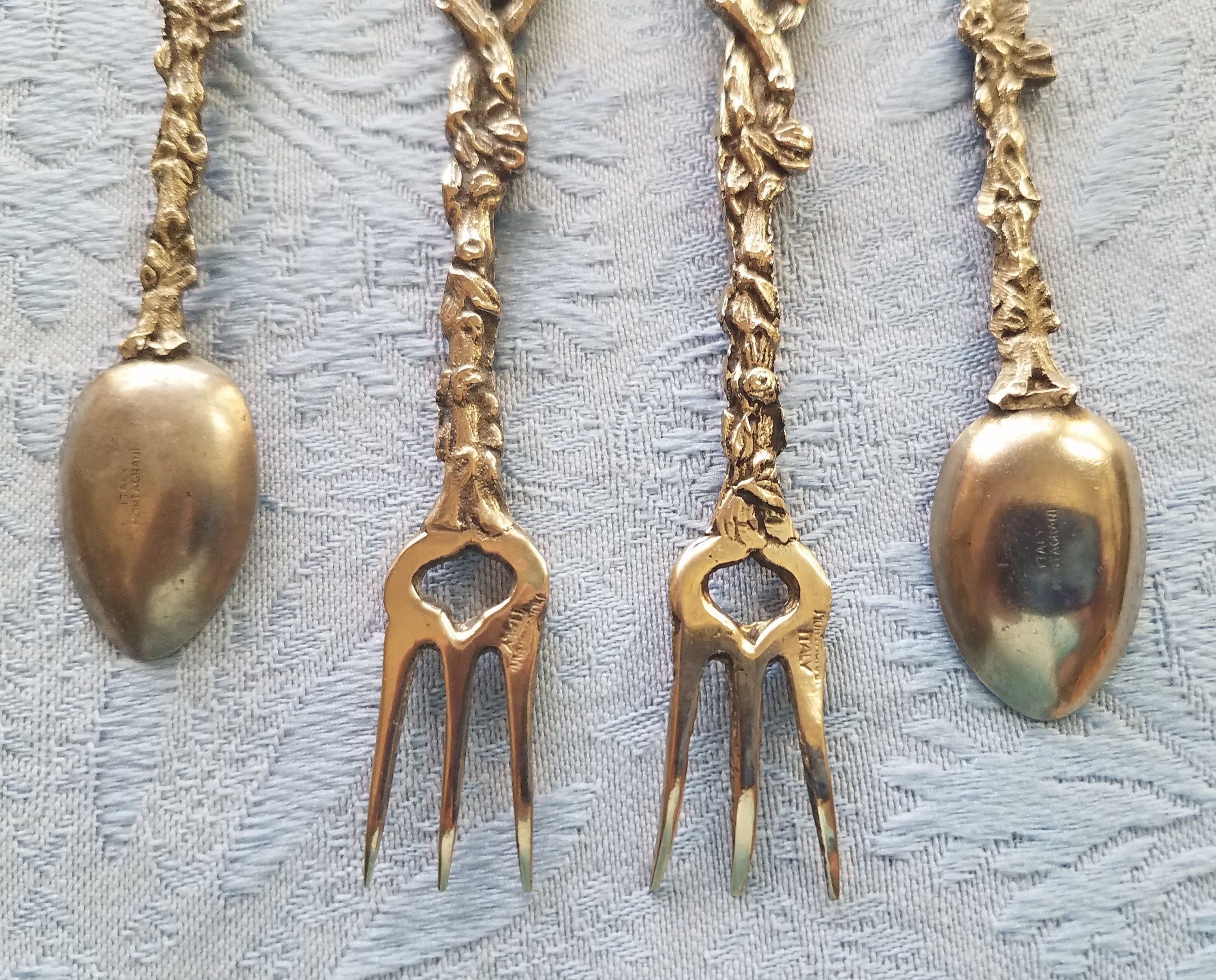 Vintage 1910 Montagnani Italy 2 White Metal Ornate Spoons 2 White Metal ...