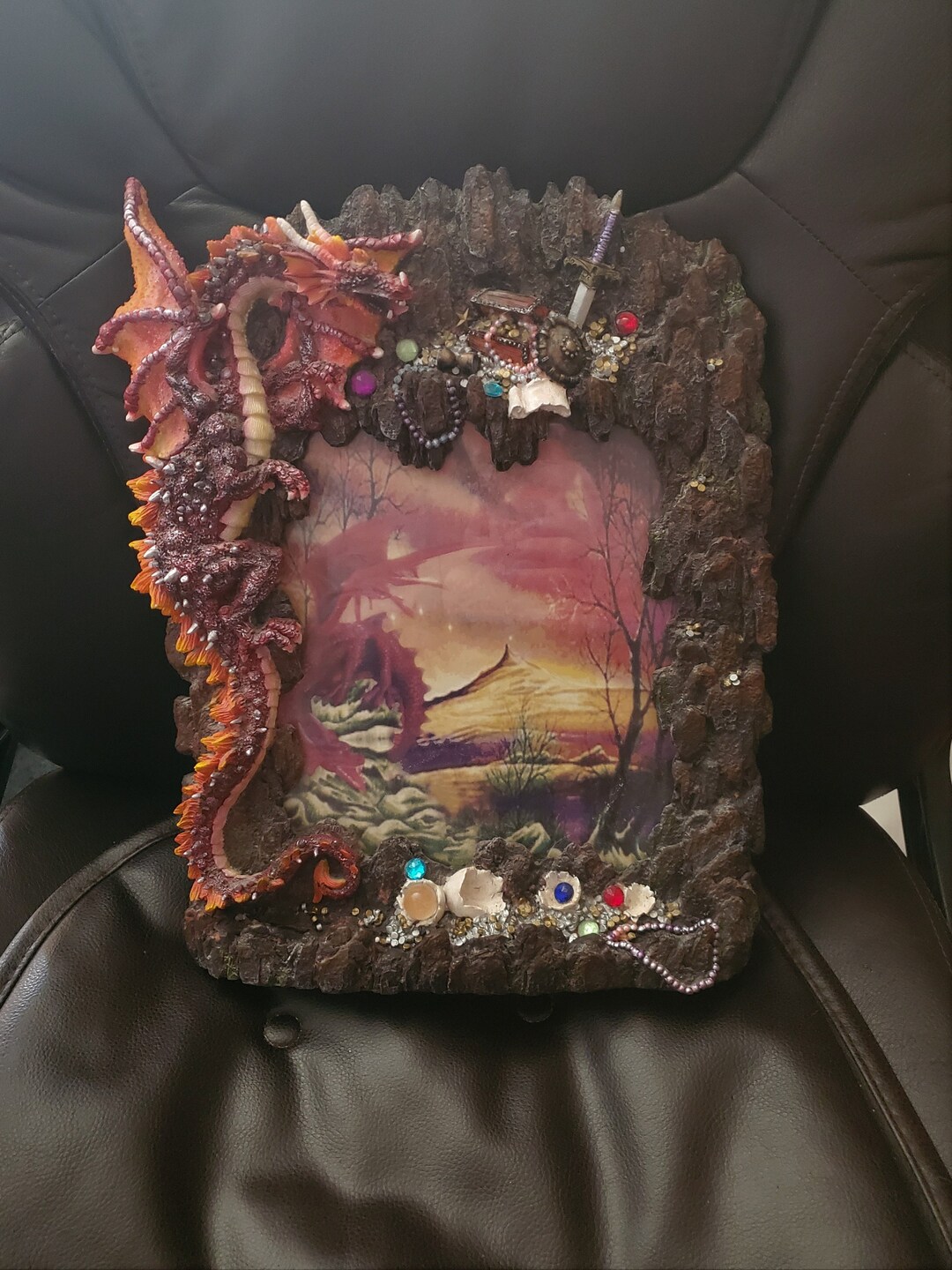 Vintage Extra Large Dragon Medieval Resin Picture Frame 14 X 11 1/2 for ...