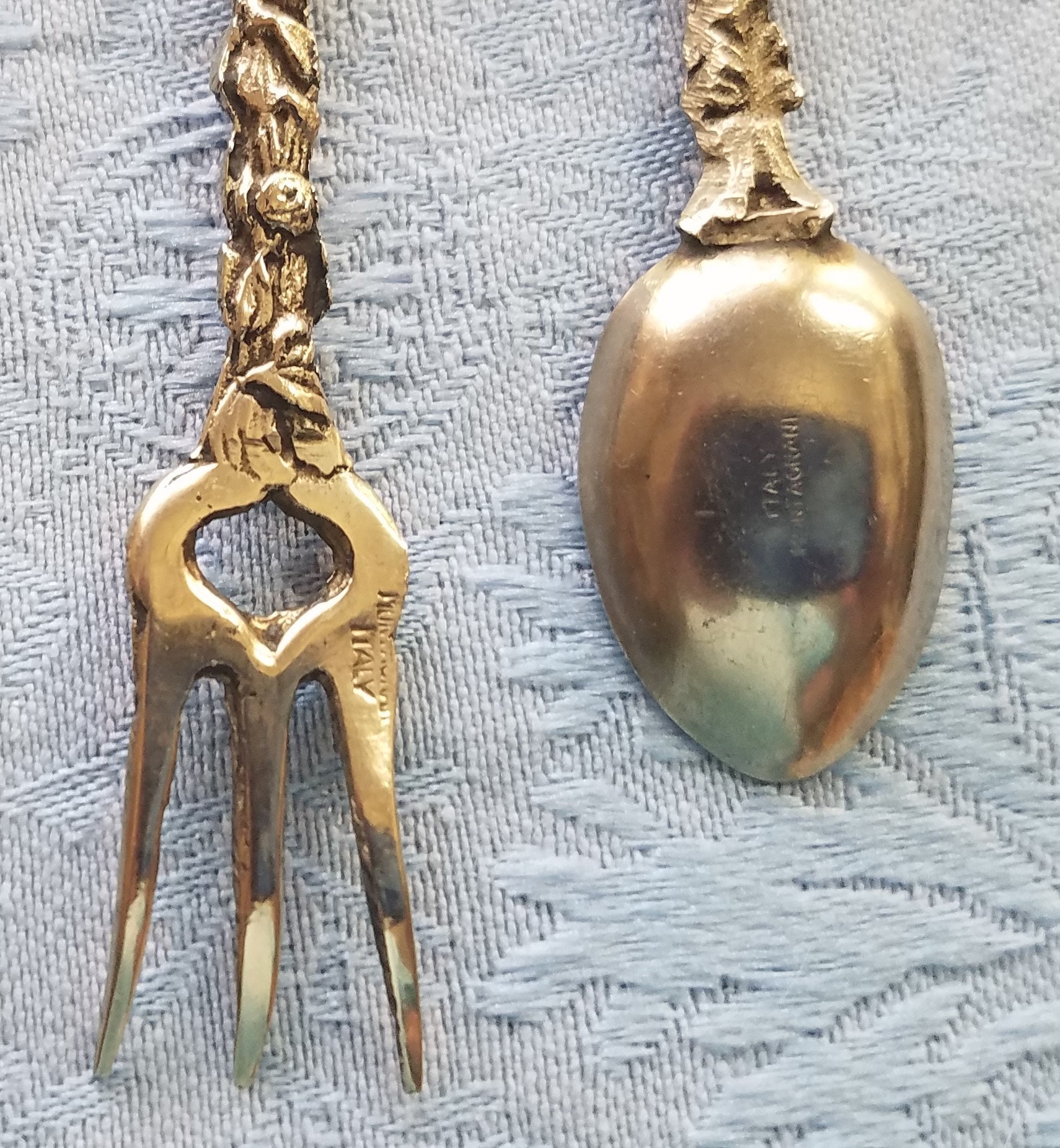 Vintage 1910 Montagnani Italy 2 White Metal Ornate Spoons 2 White Metal ...