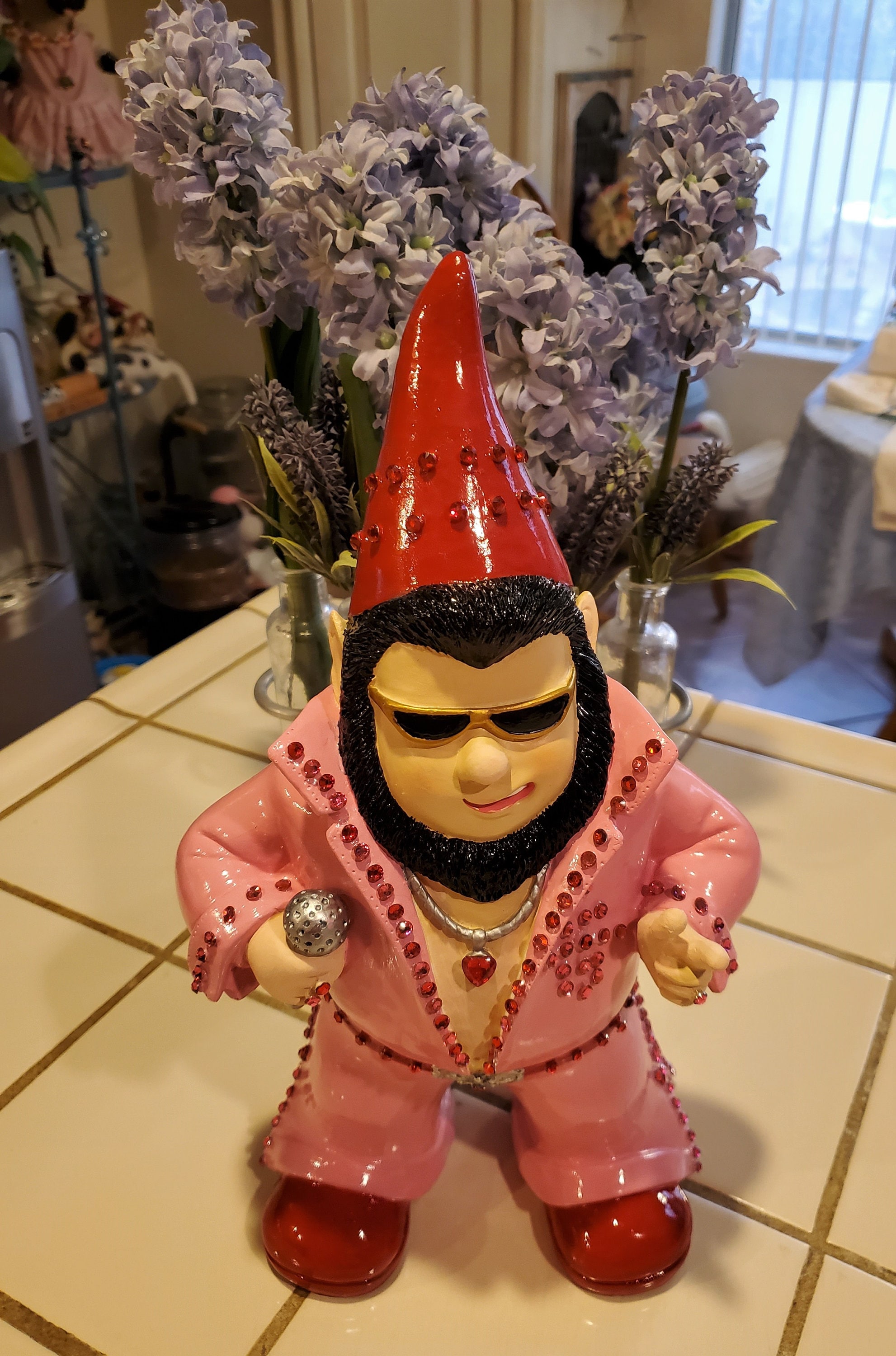 Hand Painted Pink VALENTINE'S Elvis Garden Gnome in His Outfit With ...