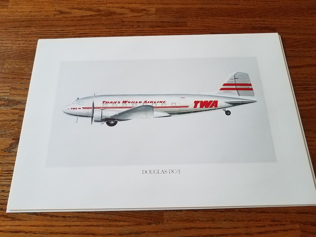 8 Vintage TWA 50 Years of Service 1926-1976 With 8 Large Plane 18" X 12 ...