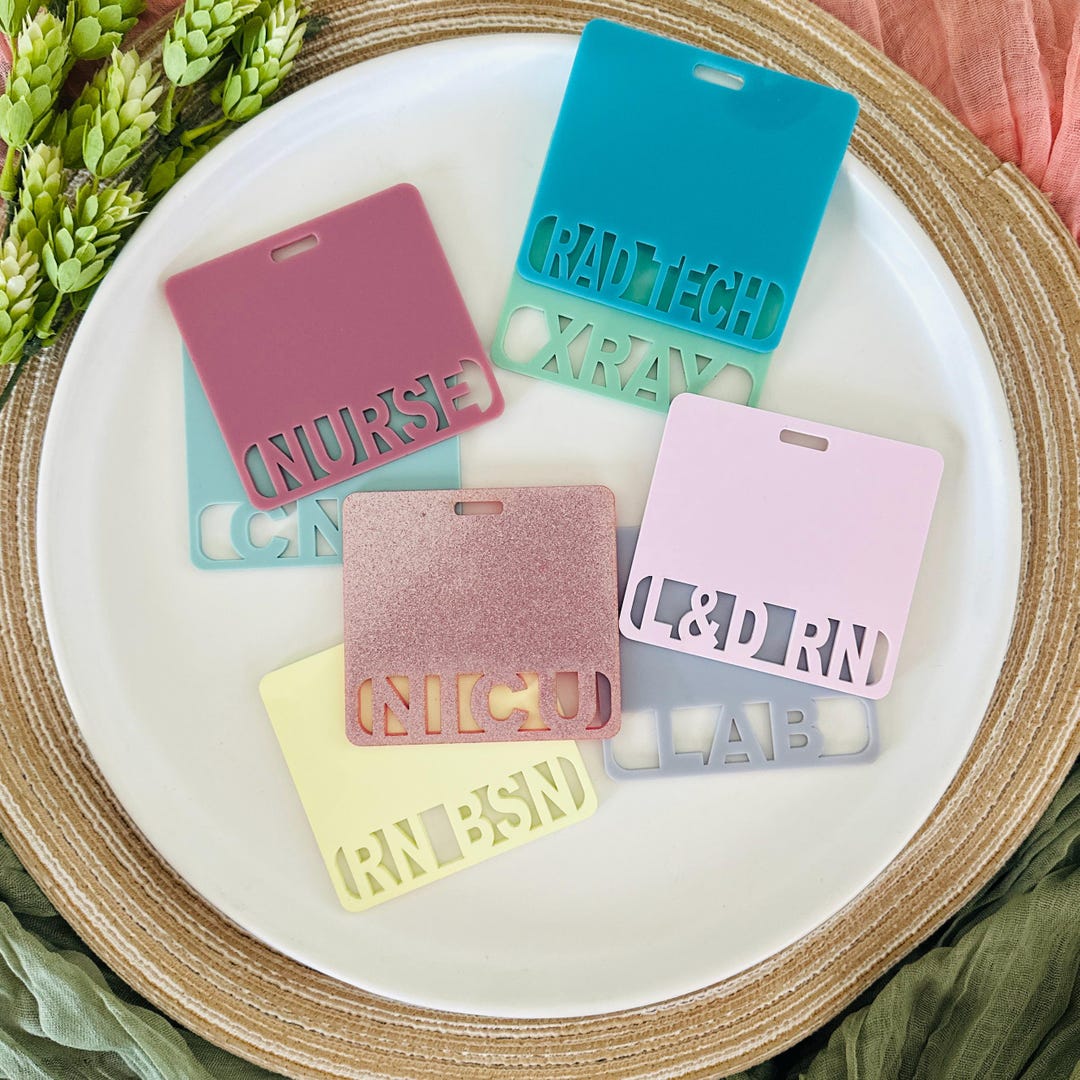 Personalized Acrylic Badge Backer | Custom Engraved Name Tag for Nurses ...