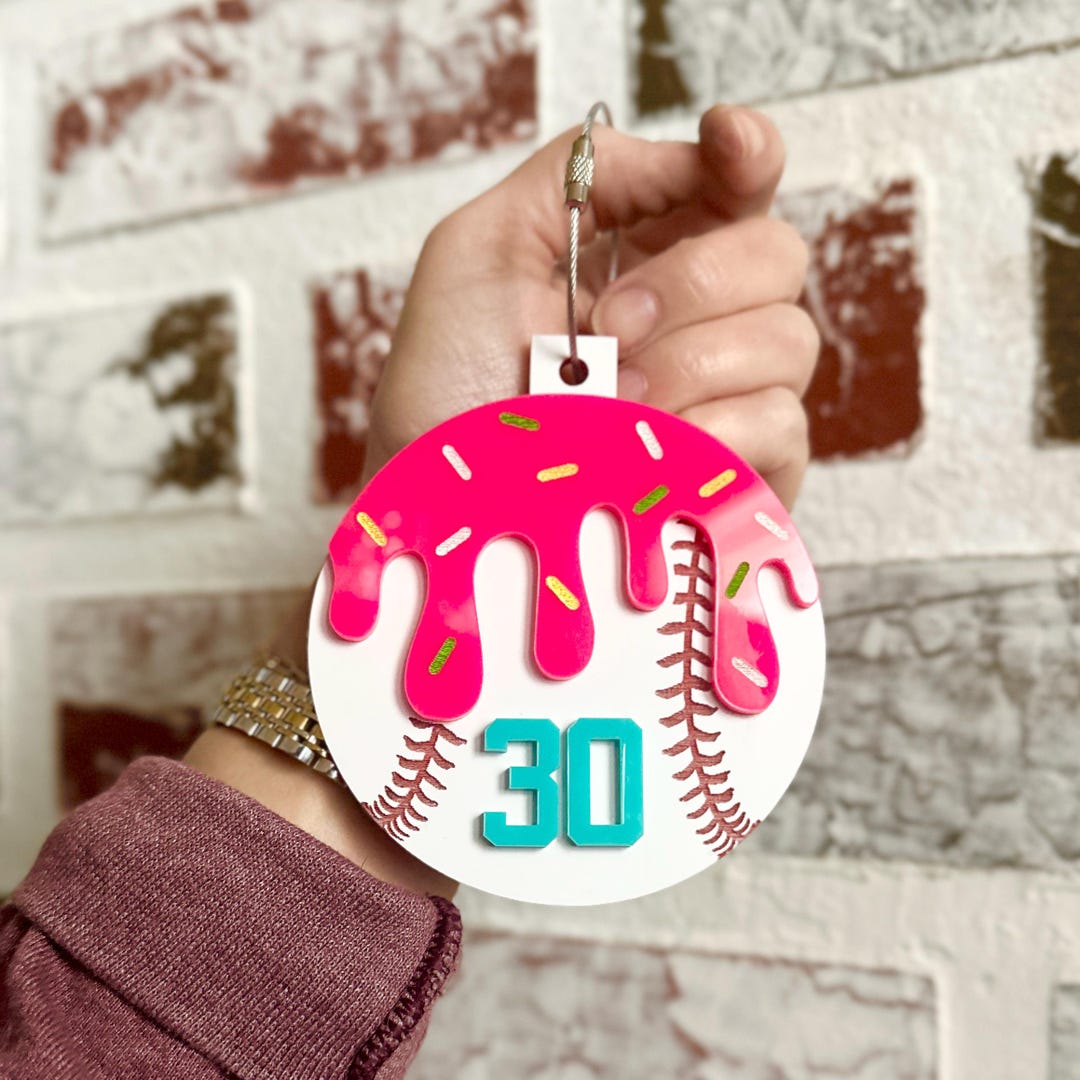 Personalized Baseball Bag Tag | Ice Cream Drip Design, Custom Number - Etsy