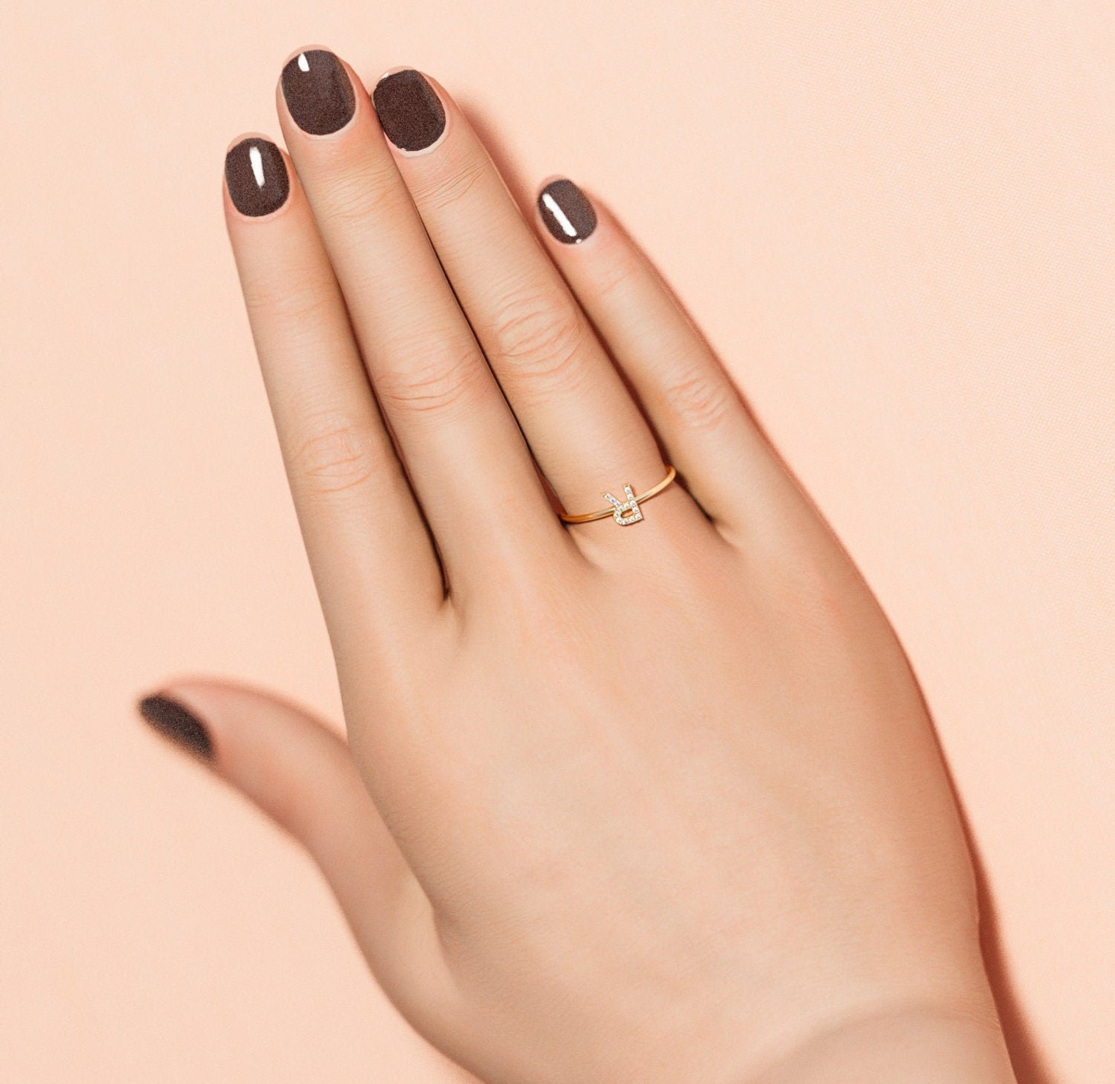 Letter Diamond Ring / Initial Diamond Ring / Personalized - Etsy