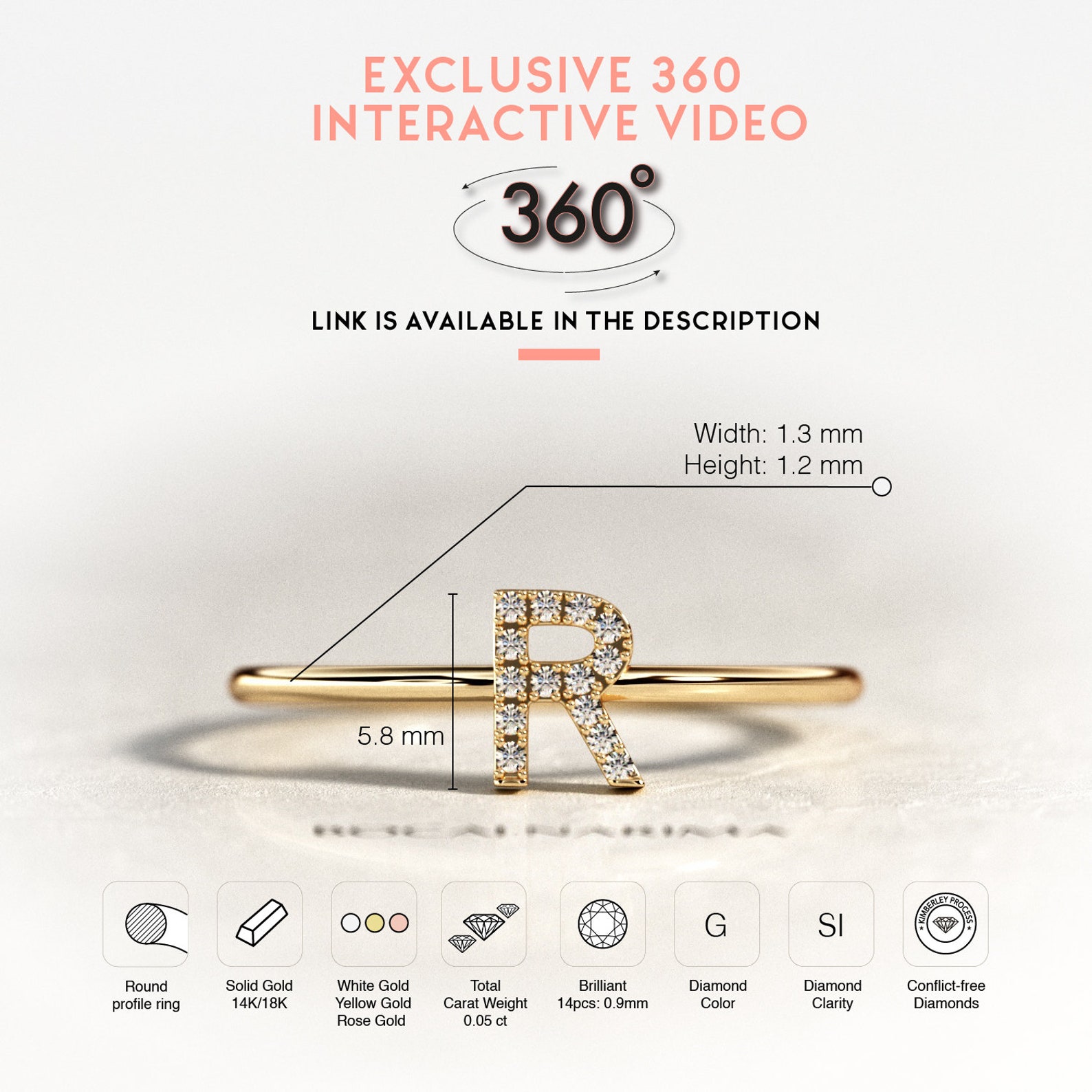 Letter Diamond Ring / Initial Diamond Ring / Personalized - Etsy