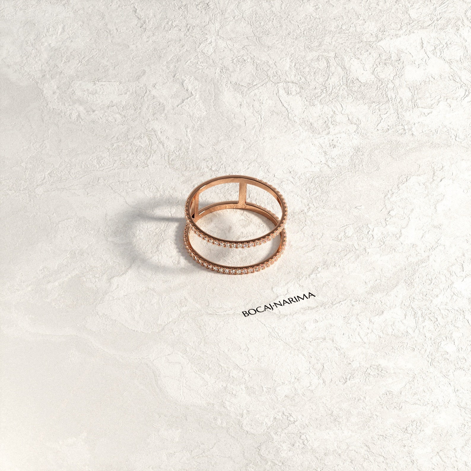 Double Row Diamond Ring / Yellow Gold Double Row Diamond - Etsy