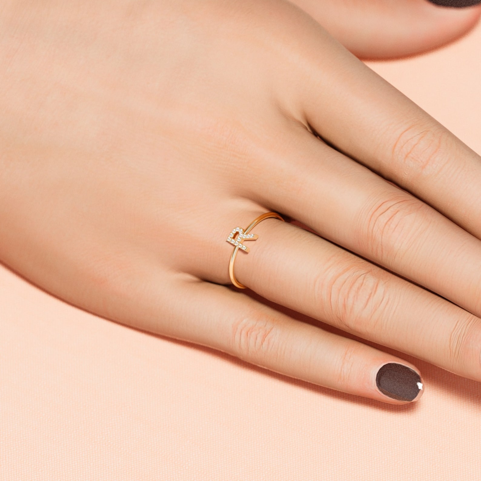 Letter Diamond Ring / Initial Diamond Ring / Personalized - Etsy