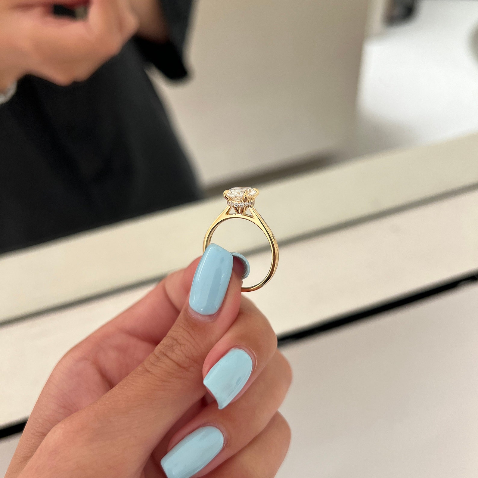 2 Carat Oval Lab Grown Hidden Halo Engagement Ring / Oval CVD Diamond ...