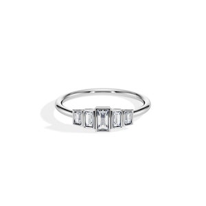 Baguette Engagement Ring / Art Deco Engagement Ring / Bezel Set ...