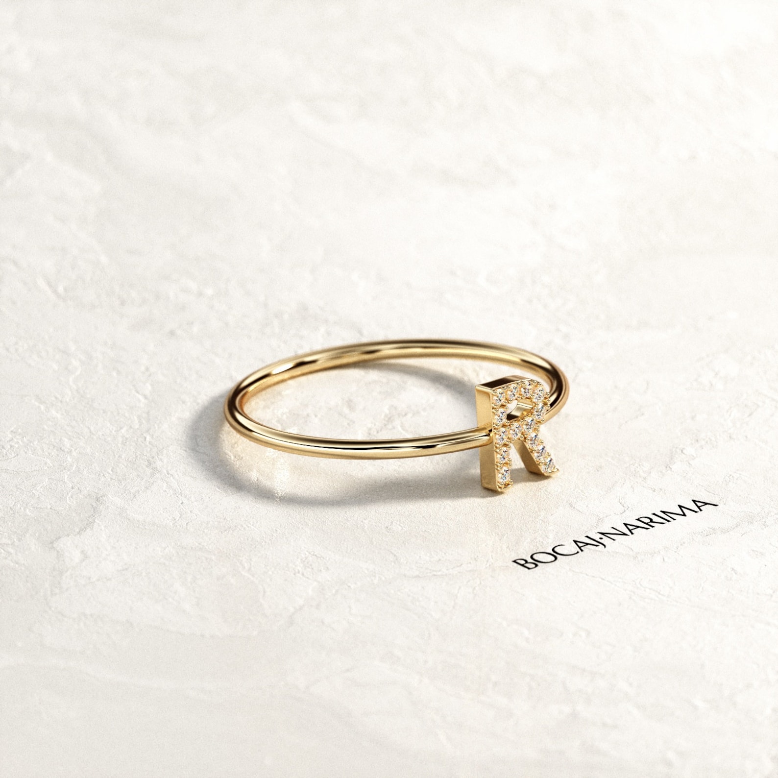 Letter Diamond Ring / Initial Diamond Ring / Personalized - Etsy