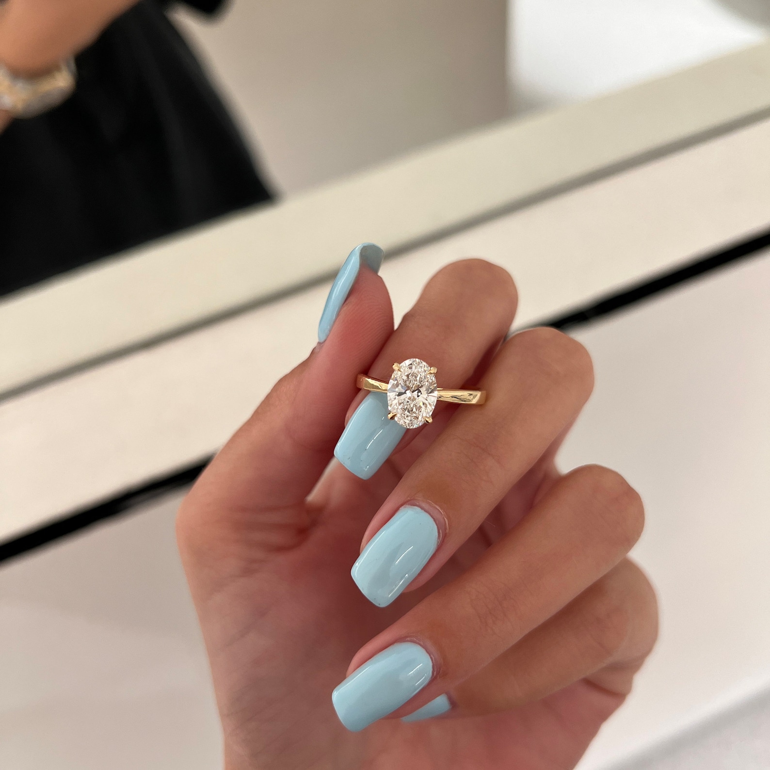 2 Carat Oval Lab Grown Hidden Halo Engagement Ring / Oval CVD Diamond ...