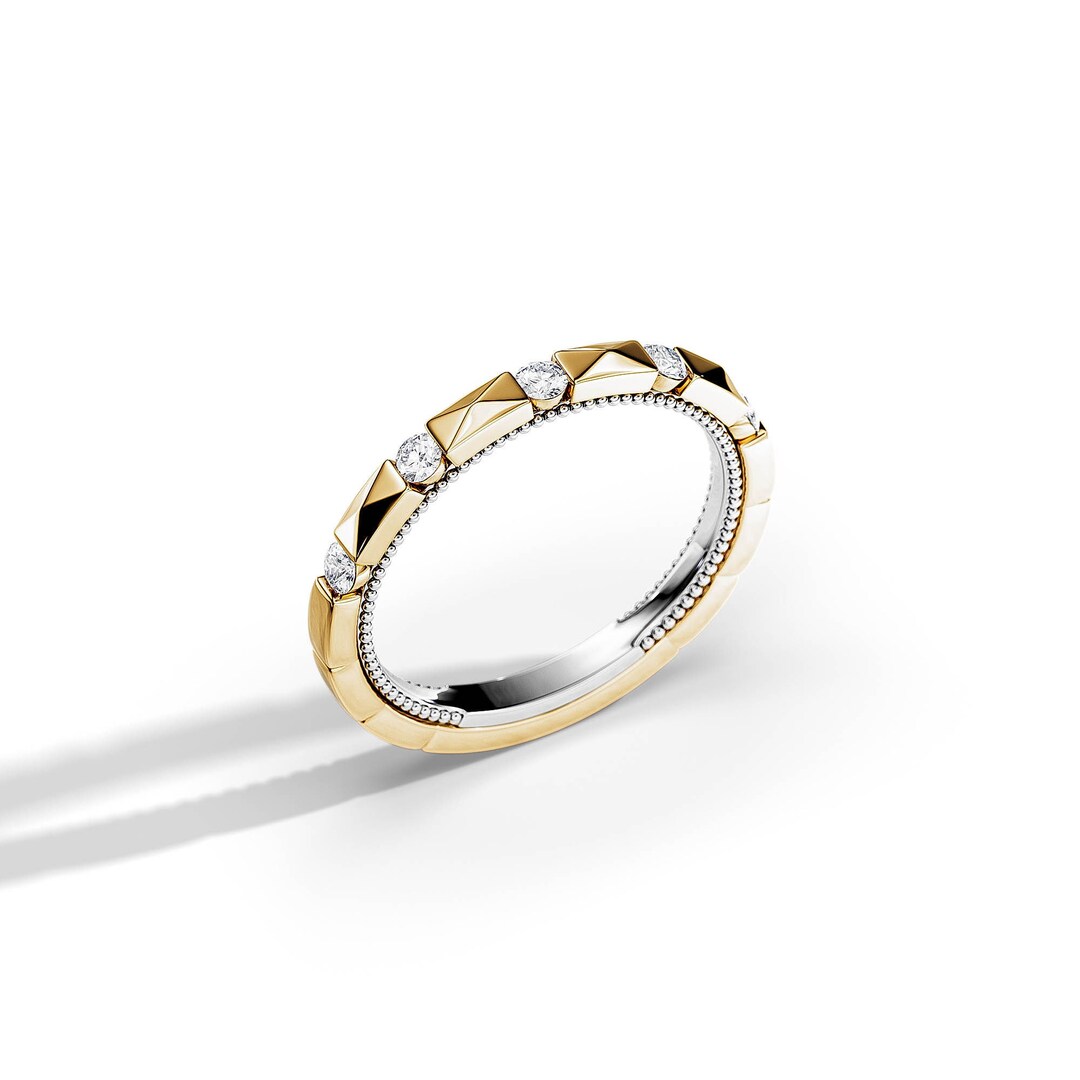 Art Deco Wedding Band / Pyramid Wedding Ring / Artdeco Wedding Band ...