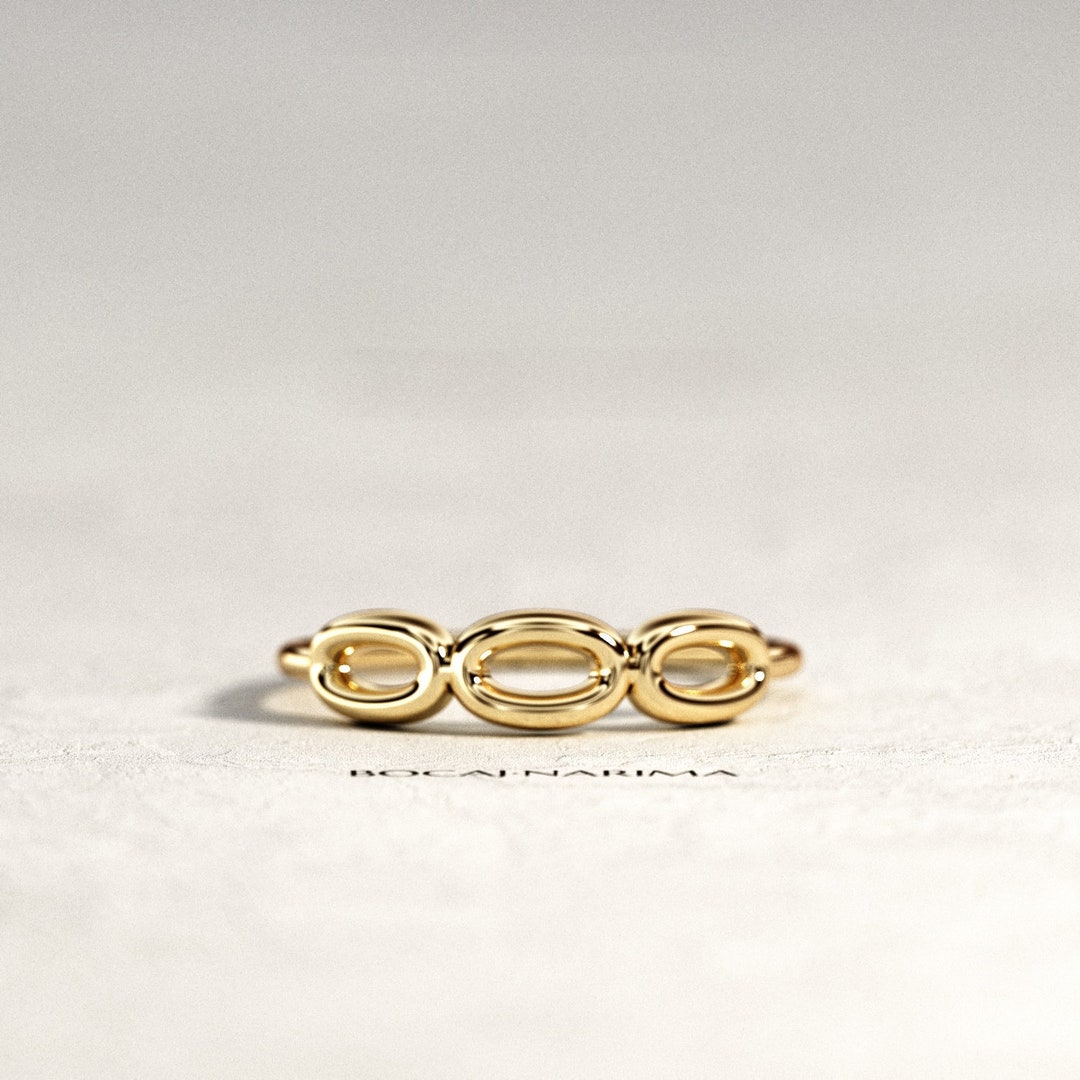 Geometric Gold Ring / 14K 18K Yellow Gold Links Ring / Dainty Gold Ring ...