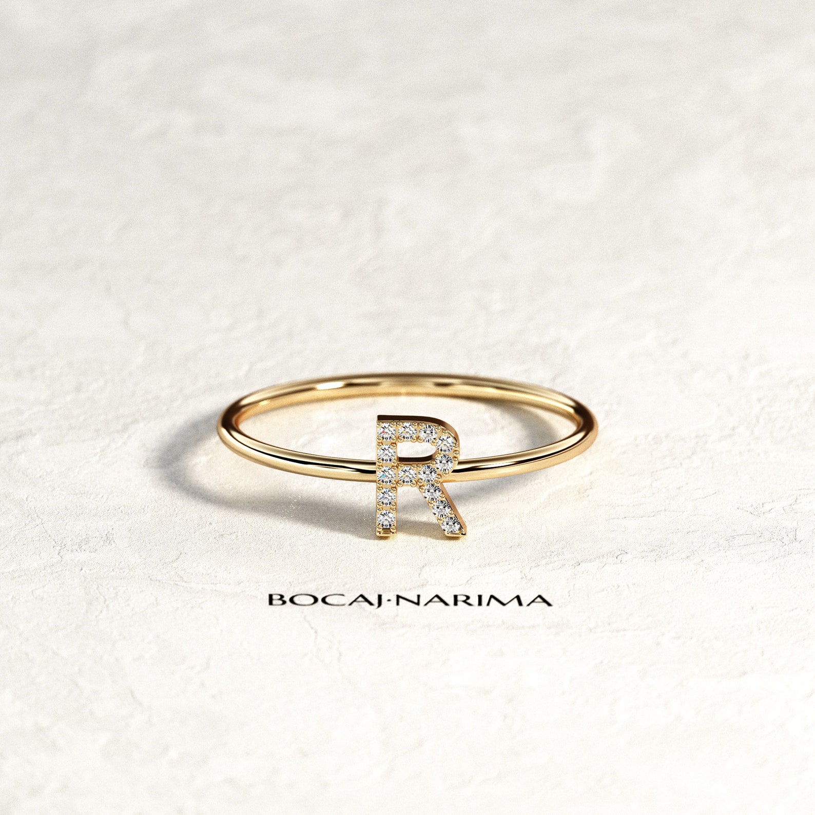Letter Diamond Ring / Initial Diamond Ring / Personalized - Etsy